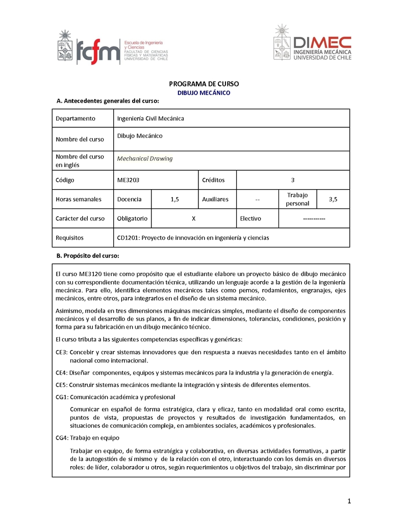 ME3203-1 Dibujo Mecánico :: Presentación